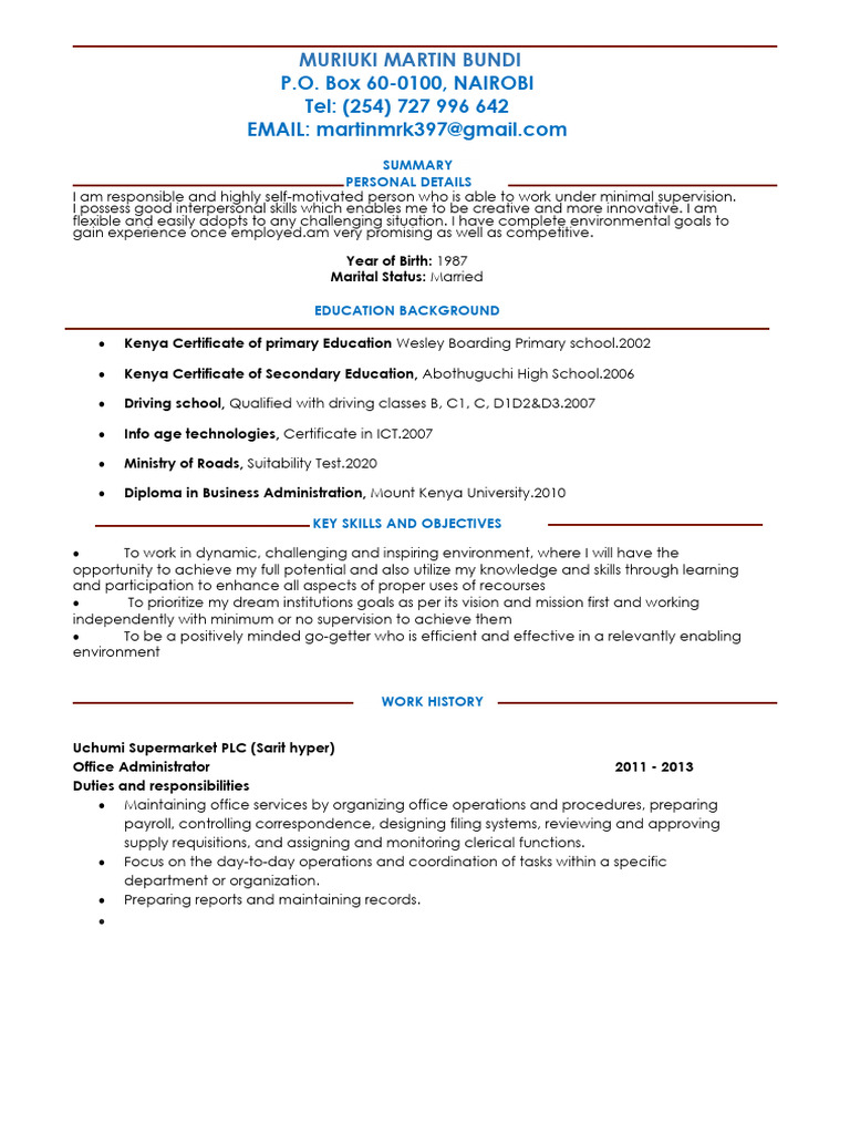 MARTIN CV 2024 Amendment (1) | PDF | Human Resources | Human Resource Management