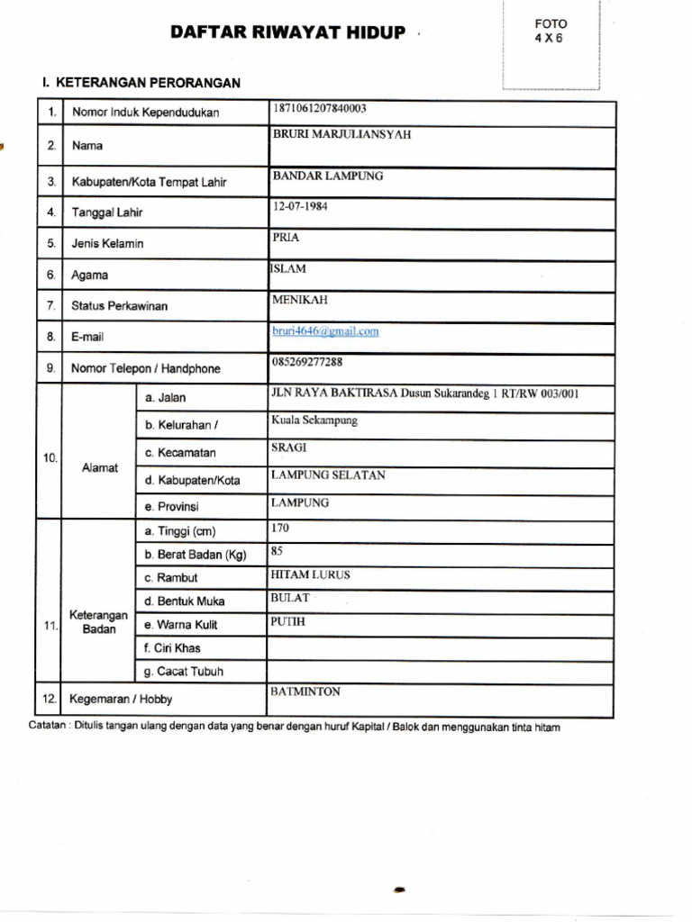 DRH+ Balanko Riwayat Hidup | PDF