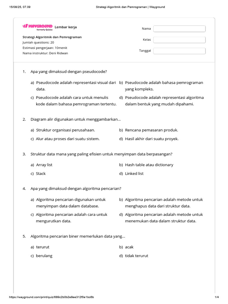 Strategi Algoritmik dan Pemrograman | PDF