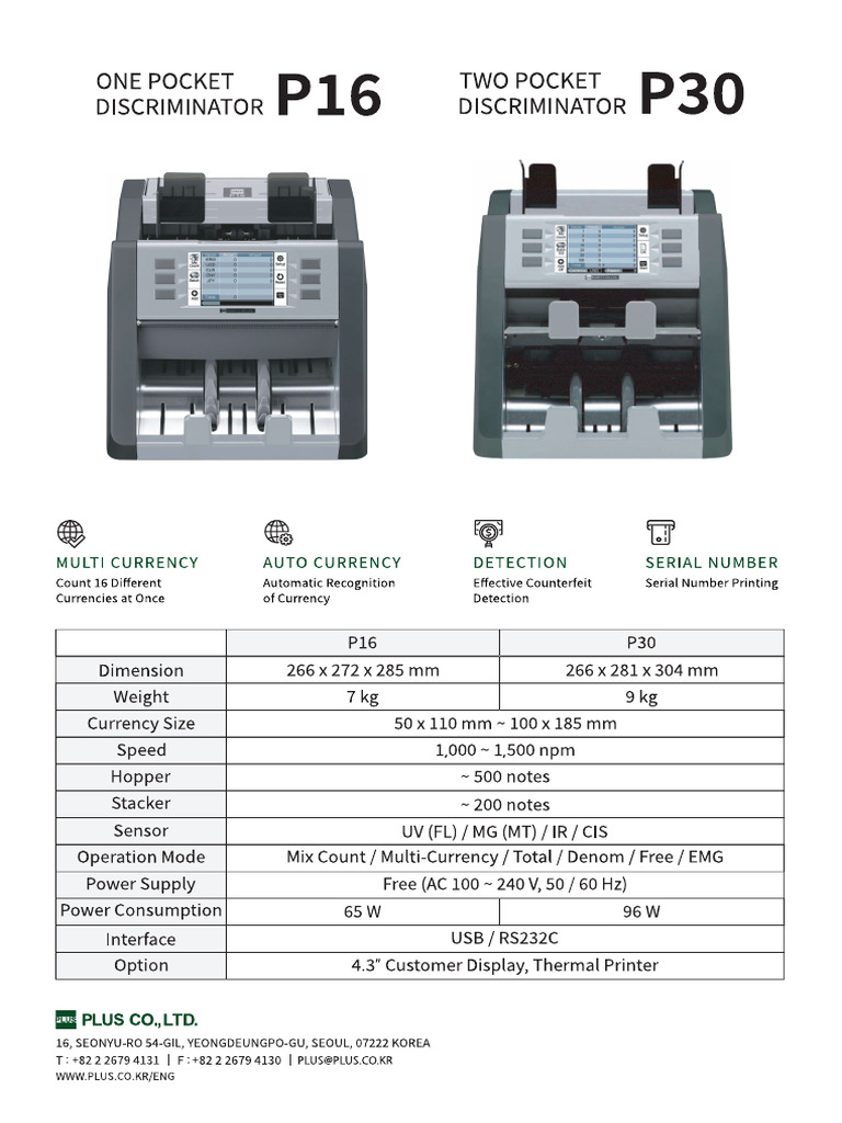 Banknote Counter P16 and P30 | PDF