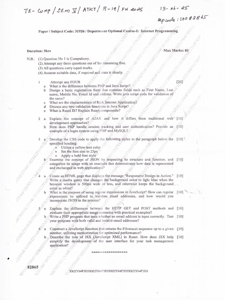 IP Question Paper (1) | PDF