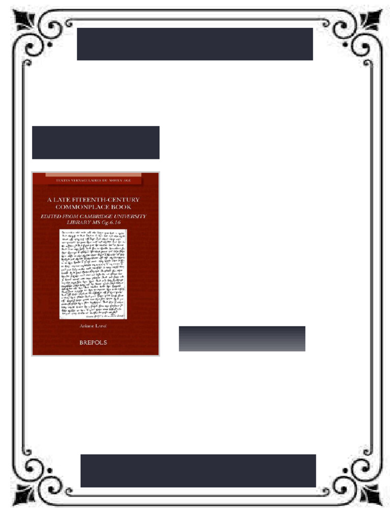 A Late Fifteenth century Commonplace Book Textes Vernaculaires du Moyen ...
