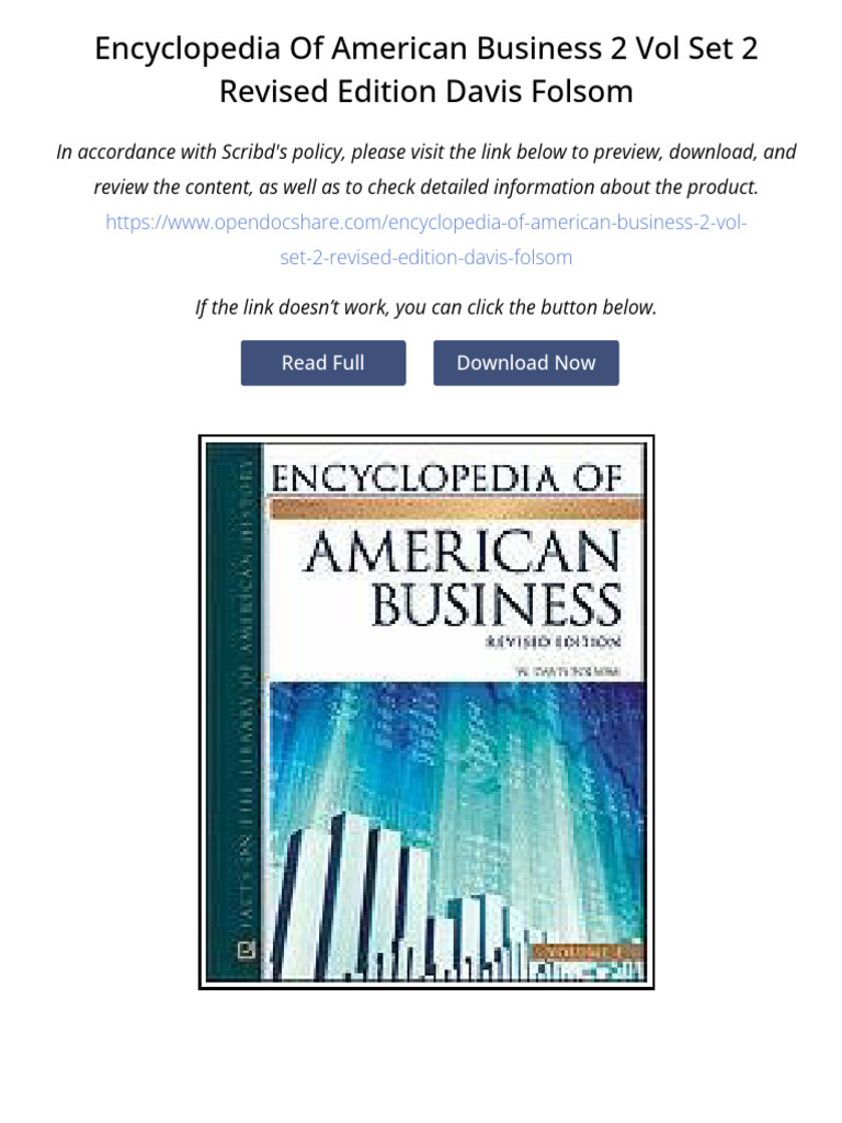 Encyclopedia of American Business 2 Vol Set 2 Revised Edition Davis Folsom Complete Edition ...