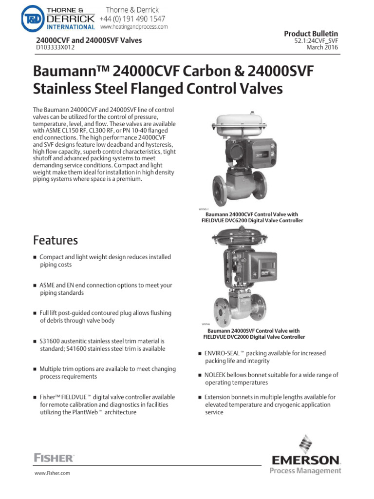 Baumann 24000CVF/SVF Control Valves | PDF | Valve | Plumbing
