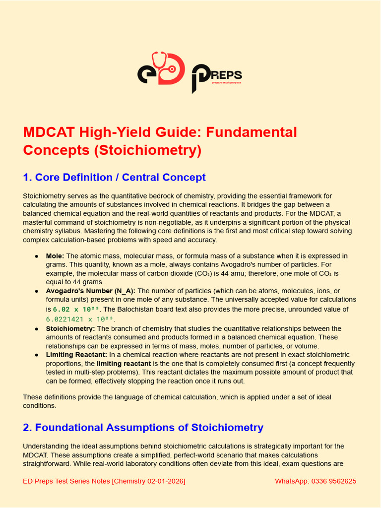 ED Preps Test Series Notes [Chemistry 02-01-2026] | PDF | Stoichiometry ...