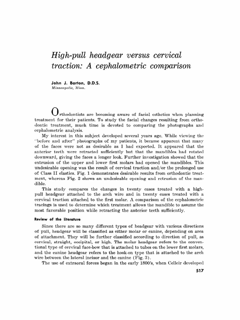 High-Pull Headgear Versus Cervical Traction | PDF | Orthodontics ...