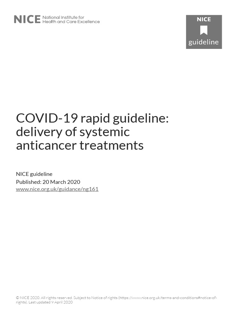 Nice Guidance | PDF | Sepsis | Radiation Therapy