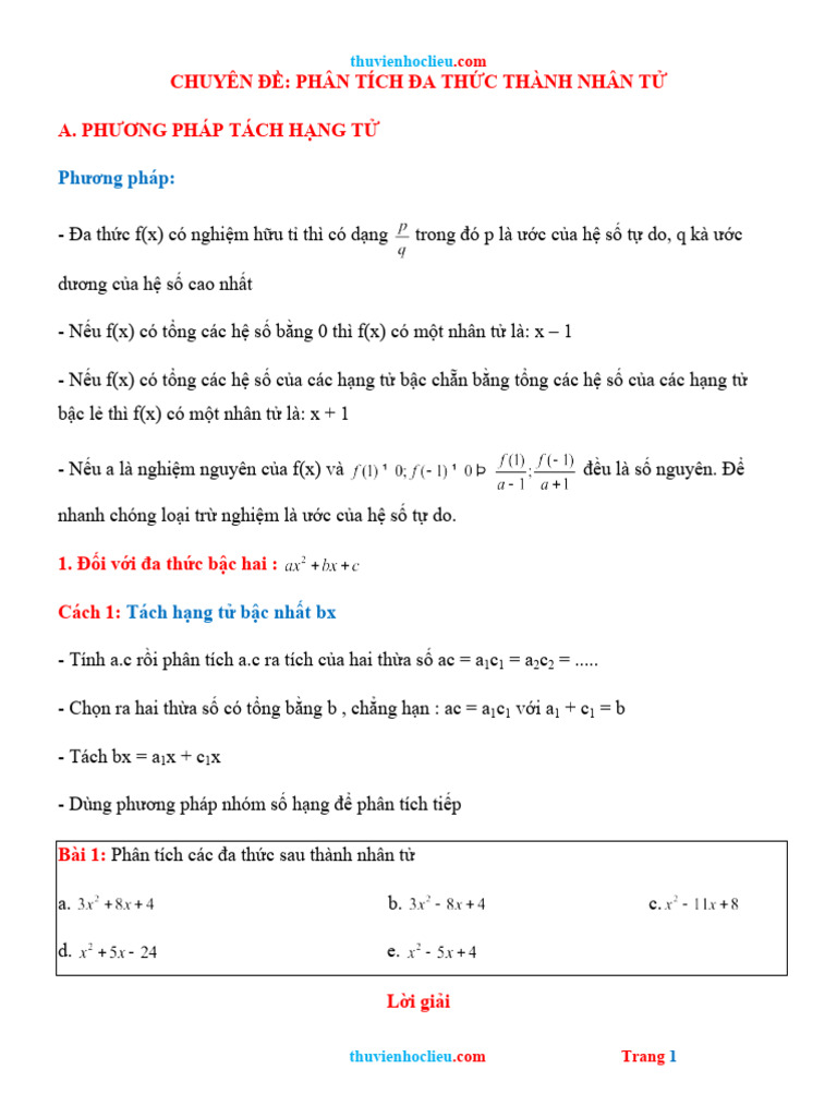 Thuvienhoclieu.com 2. Chuyen de Boi Duong HSG Toan 8 Phan Tich Da Thuc ...