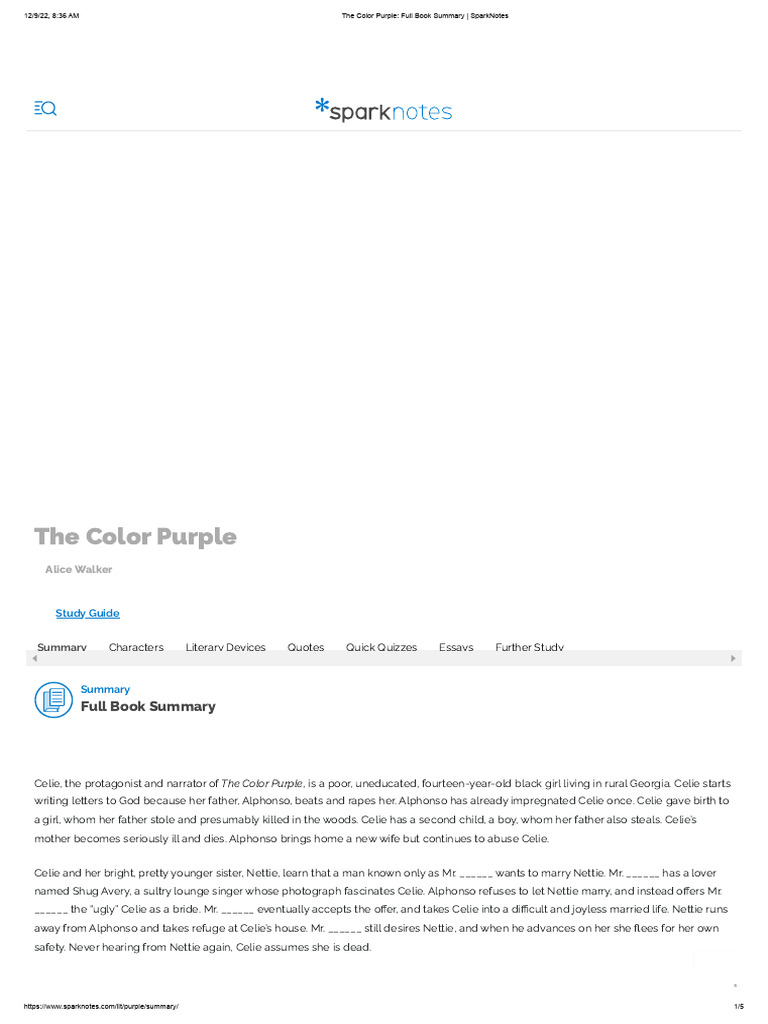 The Color Purple: Complete Summary | PDF
