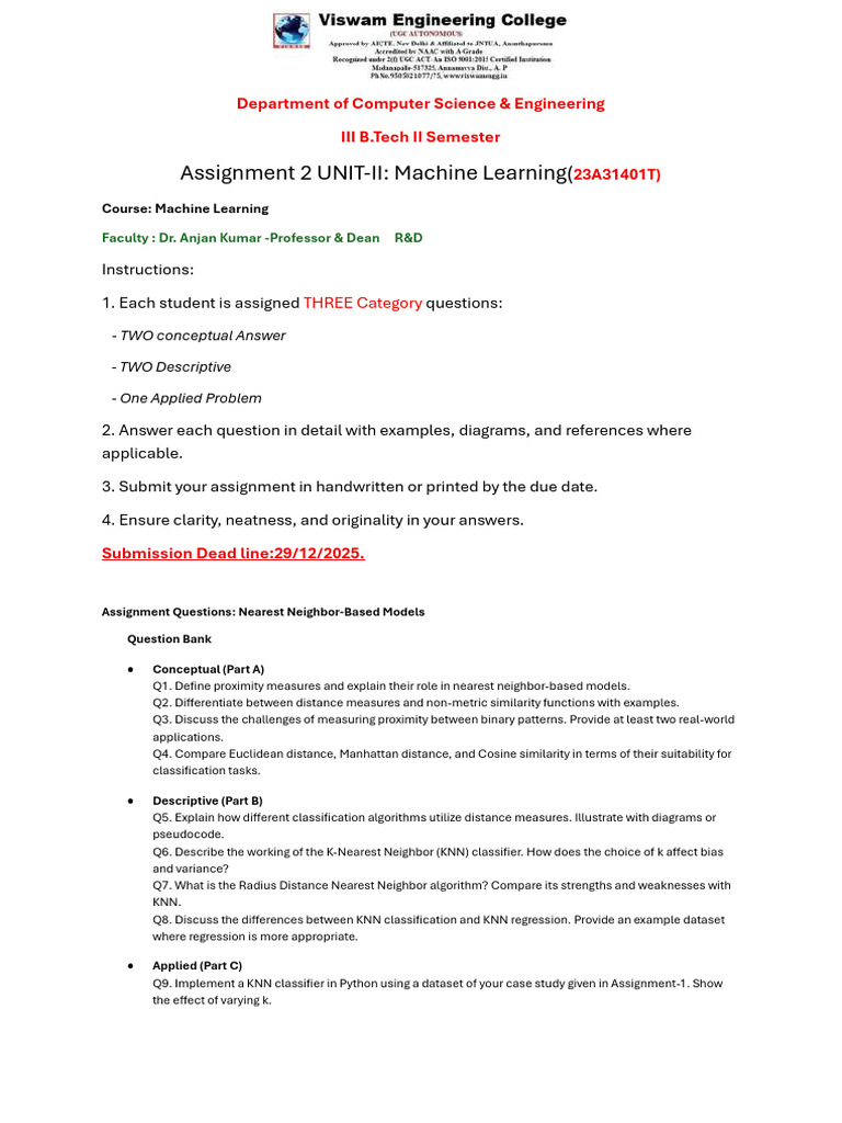 ML Assignment-2 | PDF | Mathematical Logic | Software Engineering