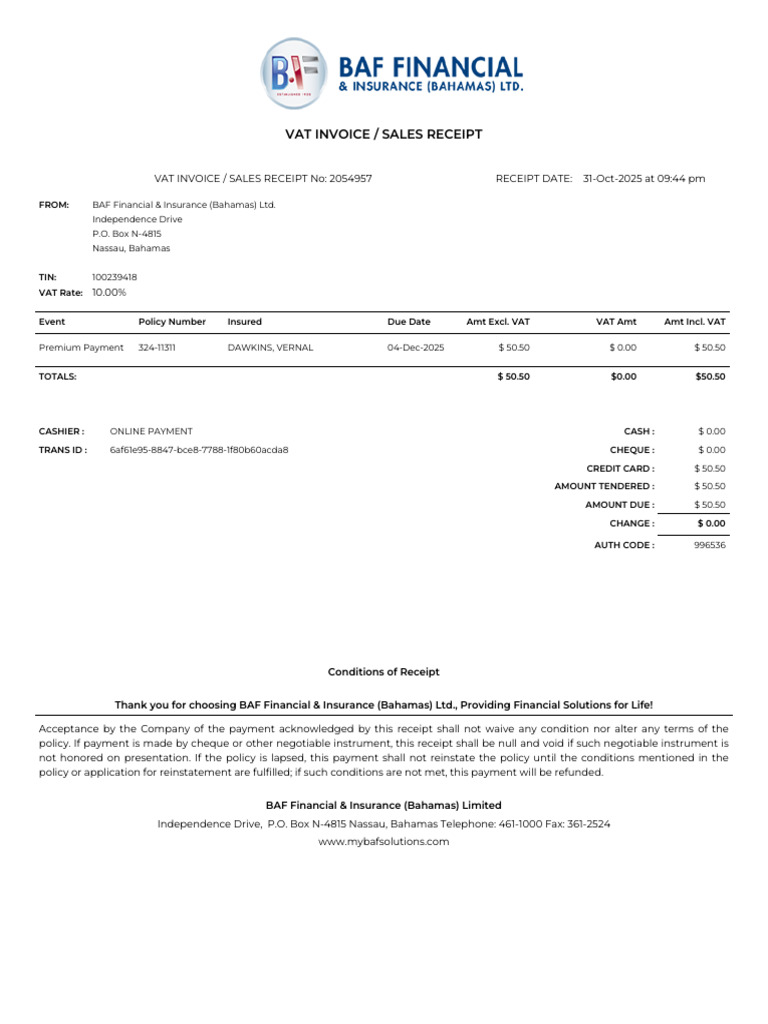 Vat Invoice / Sales Receipt: From | PDF | Receipt | Payments