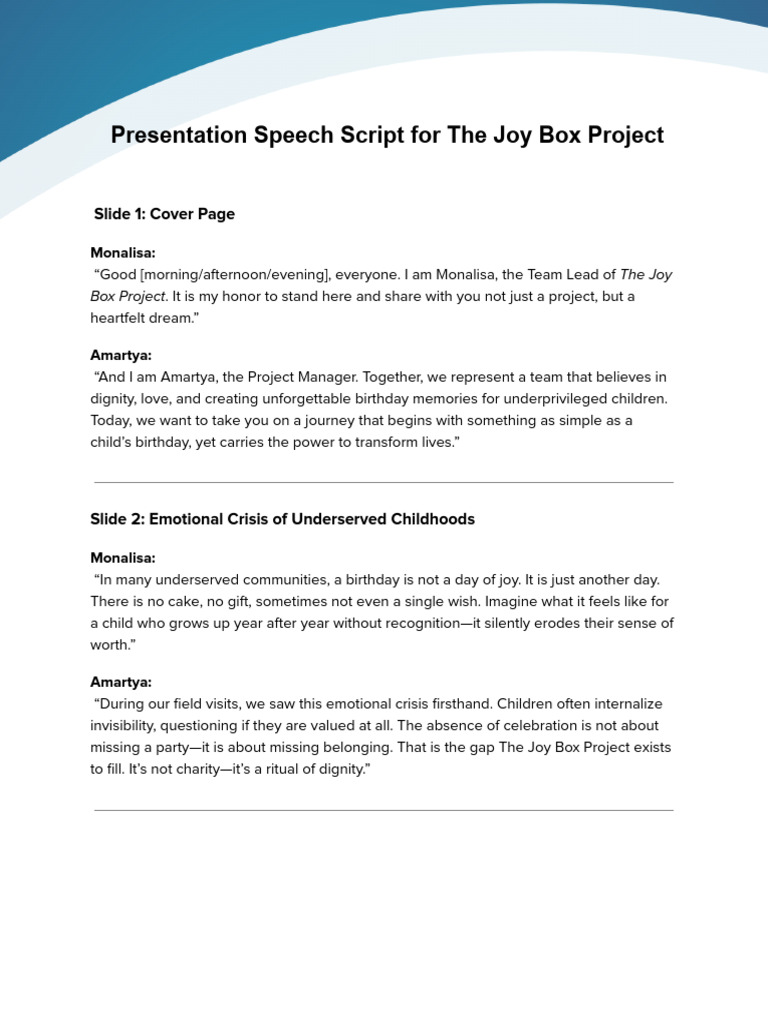 _ Presentation Speech (1) | PDF | Corporate Social Responsibility