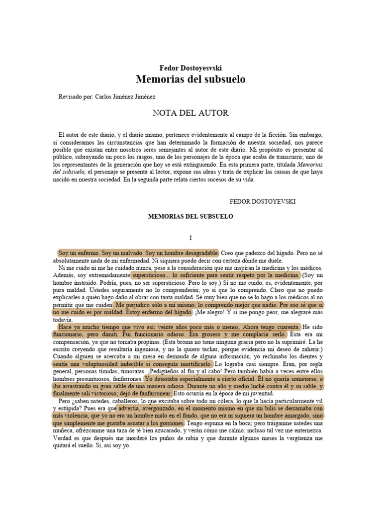 Fedor Dostoiewski - Memorias del subsuelo (2010, CreateSpace ...