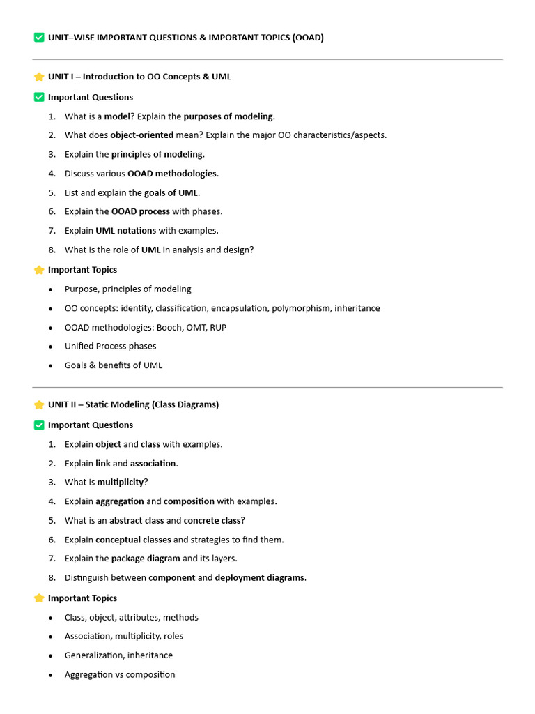 Ooad QP | PDF | Class (Computer Programming) | Unified Modeling Language