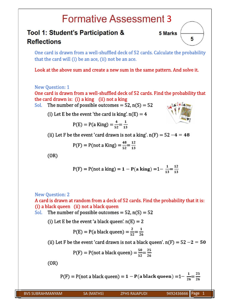 Probability Calculations with Cards | PDF | Probability | Applied ...