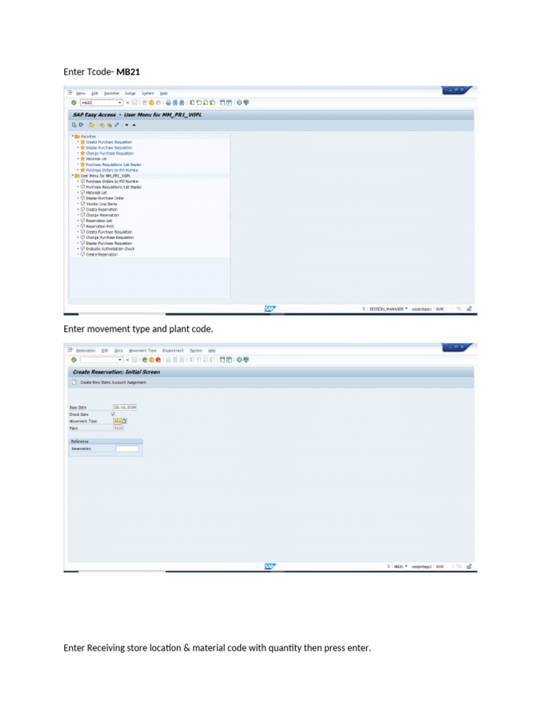 SOP of Creat Reservation | PDF