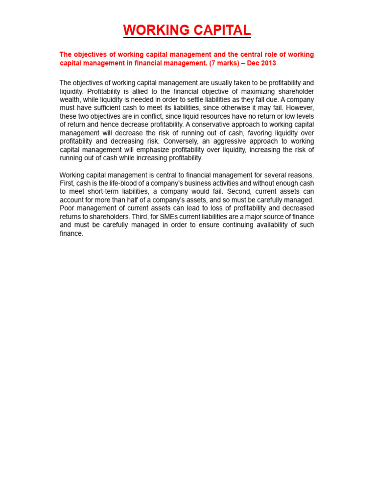 Working Capital Theory Question | PDF | Factoring (Finance) | Working ...