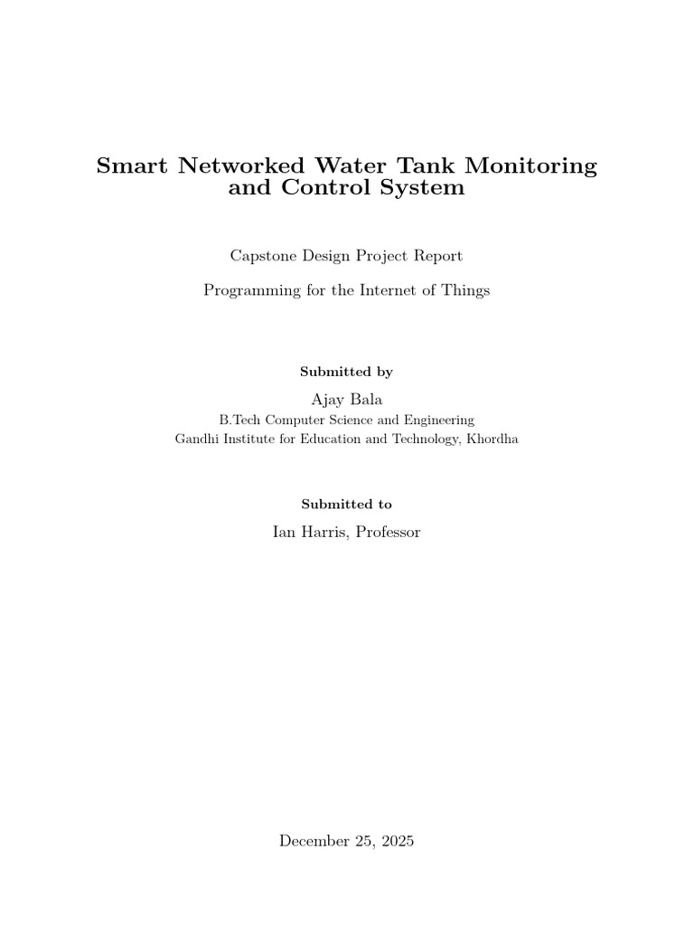 Capstone Design Project Report | PDF | Internet Of Things | Automation