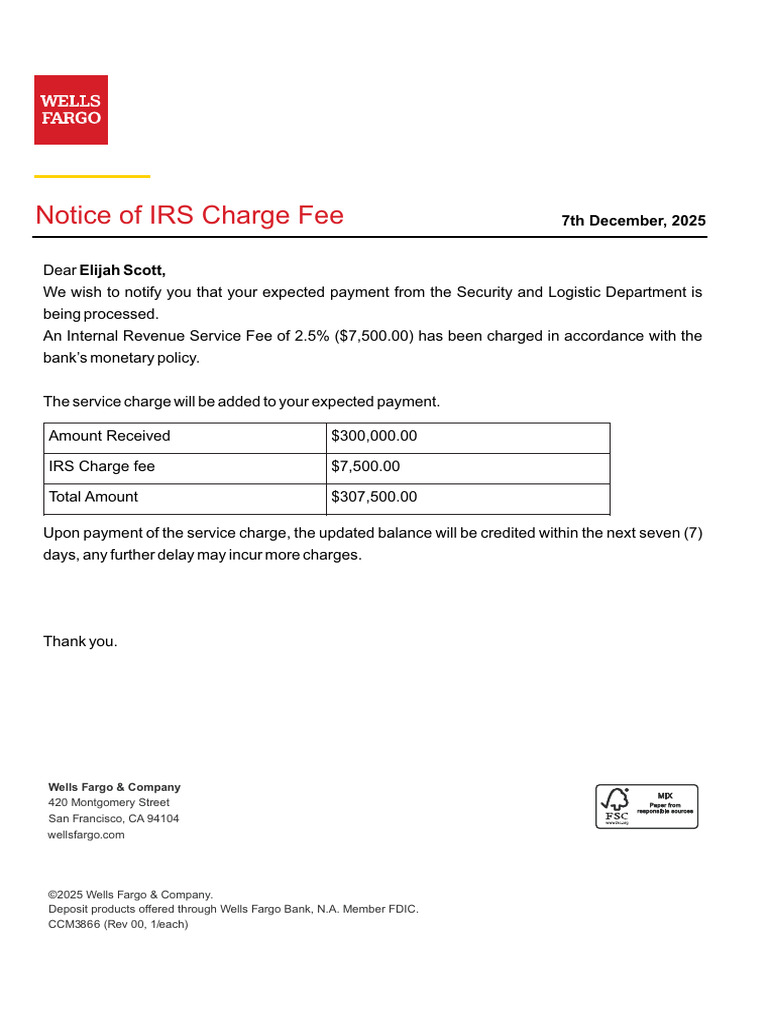 IRS Charge Fee Notification Letter | PDF