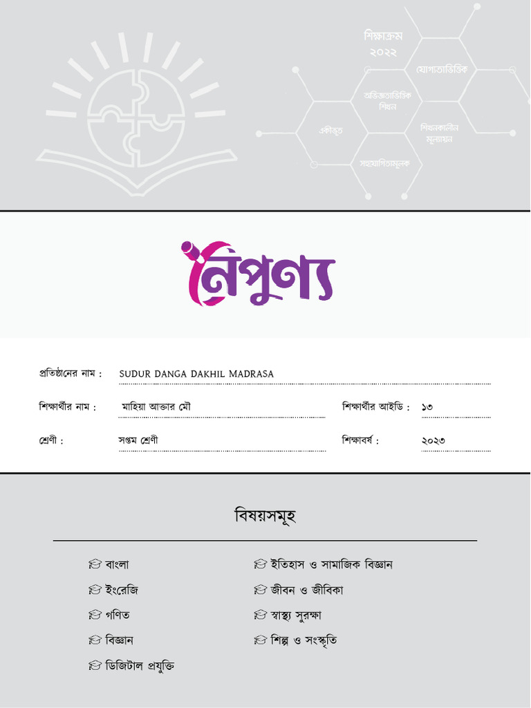 Mahiya Akter Mou Report Card Result Roll 13 | PDF
