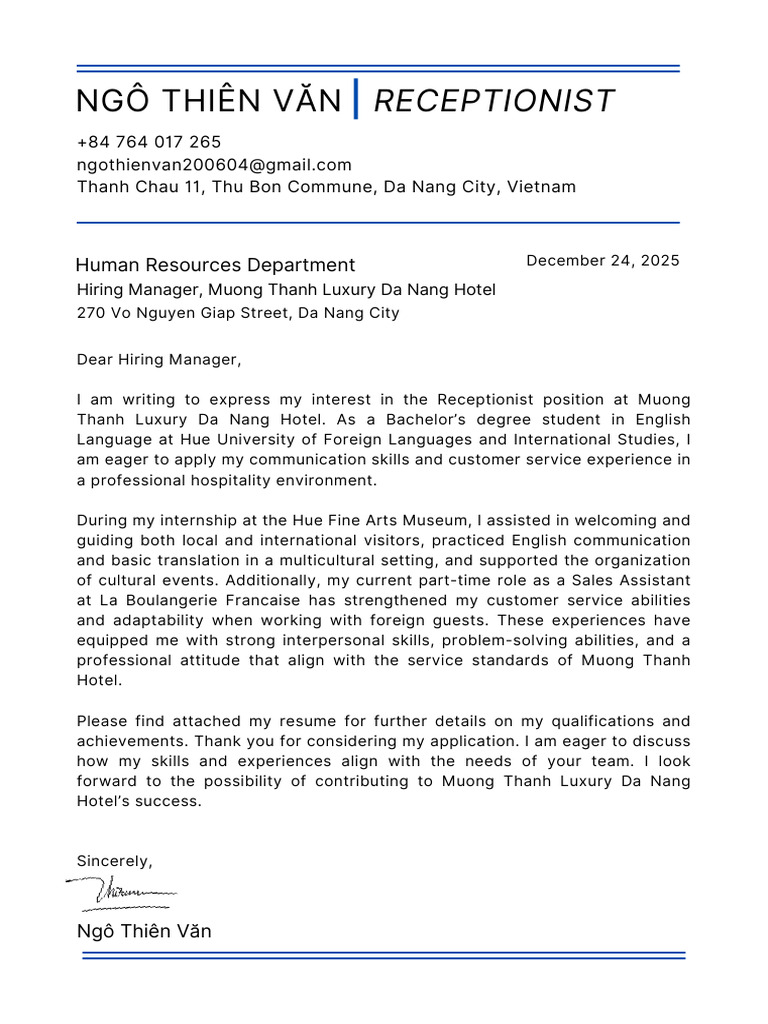 Resume Cover Letter A4 | PDF