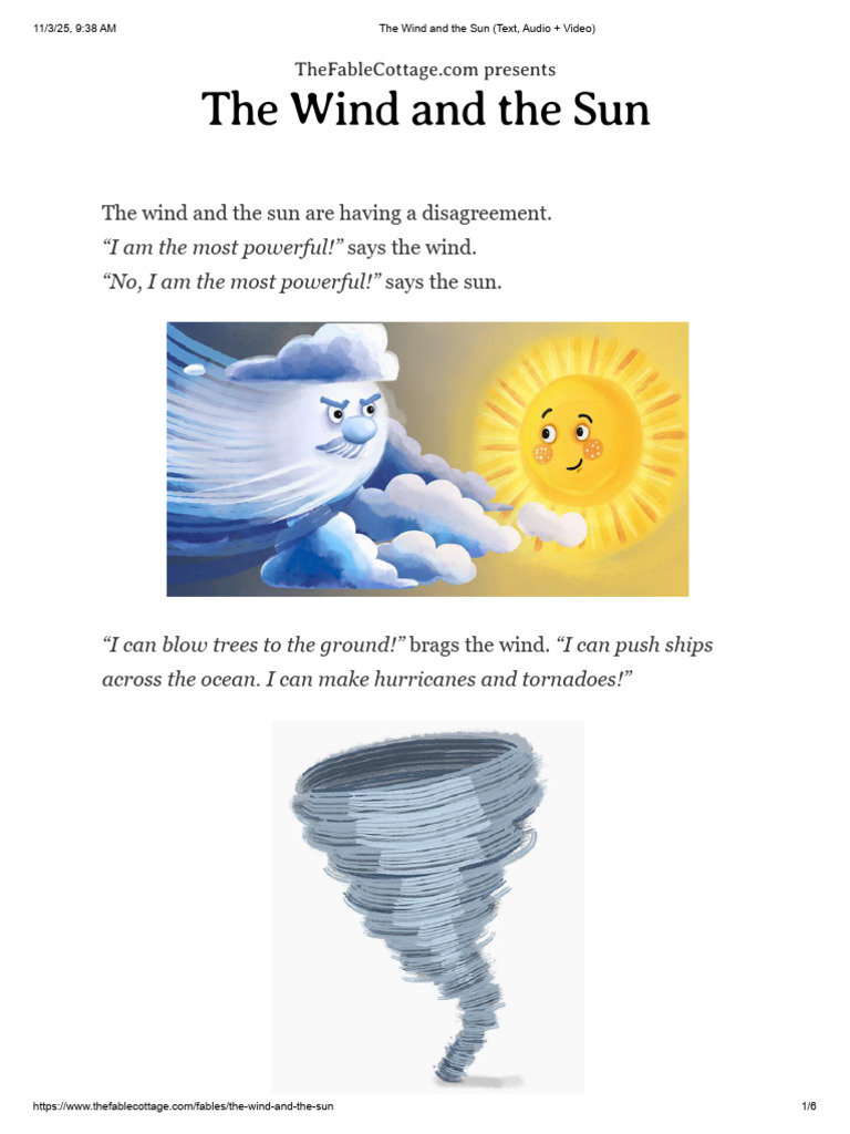 The Wind and the Sun (Text, Audio + Video) | PDF | Wound | Tropical ...