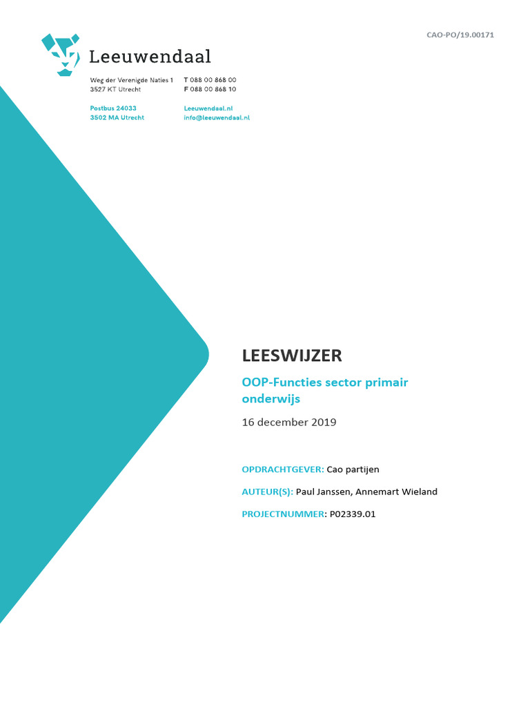 Leeswijzer Oop-Functies Primair Onderwijs | PDF
