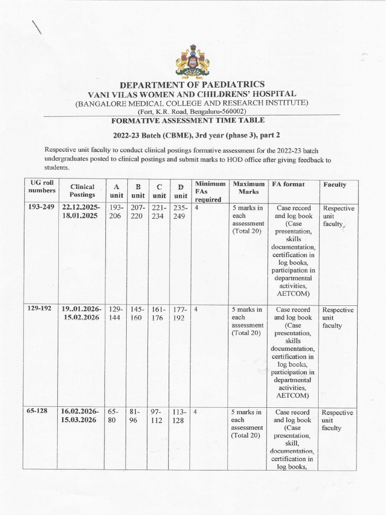 FA Timetable 2022-23 Batch 3rd Year - 0001 | PDF