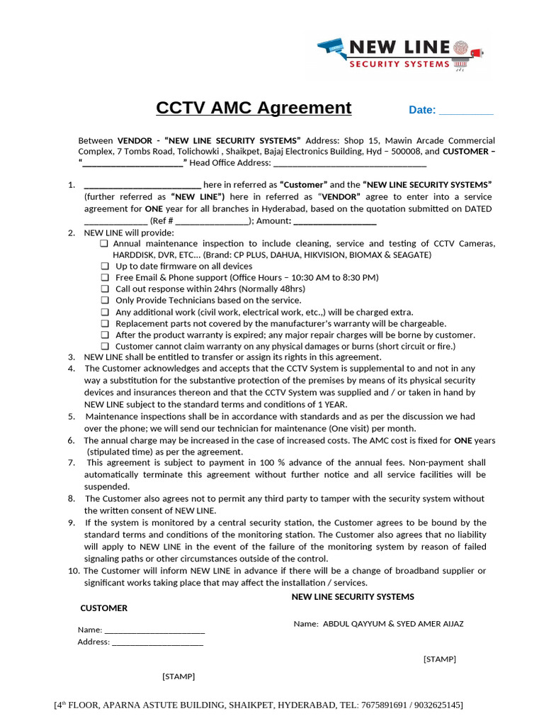 Amc - Draft Copy Format - Cctv | PDF