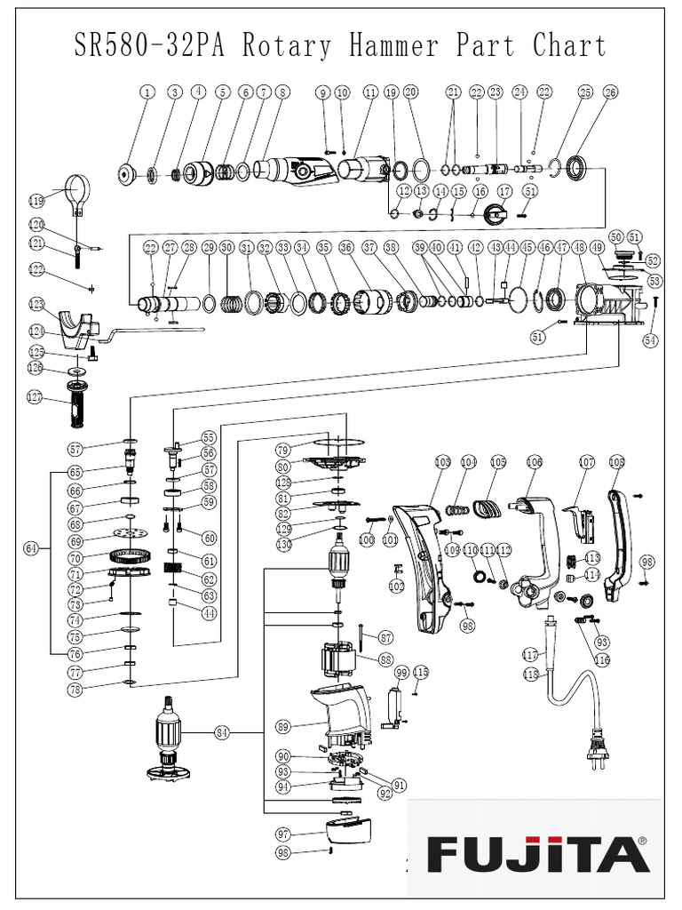 SR580-32PA Rotary Hammer Part Chart | PDF
