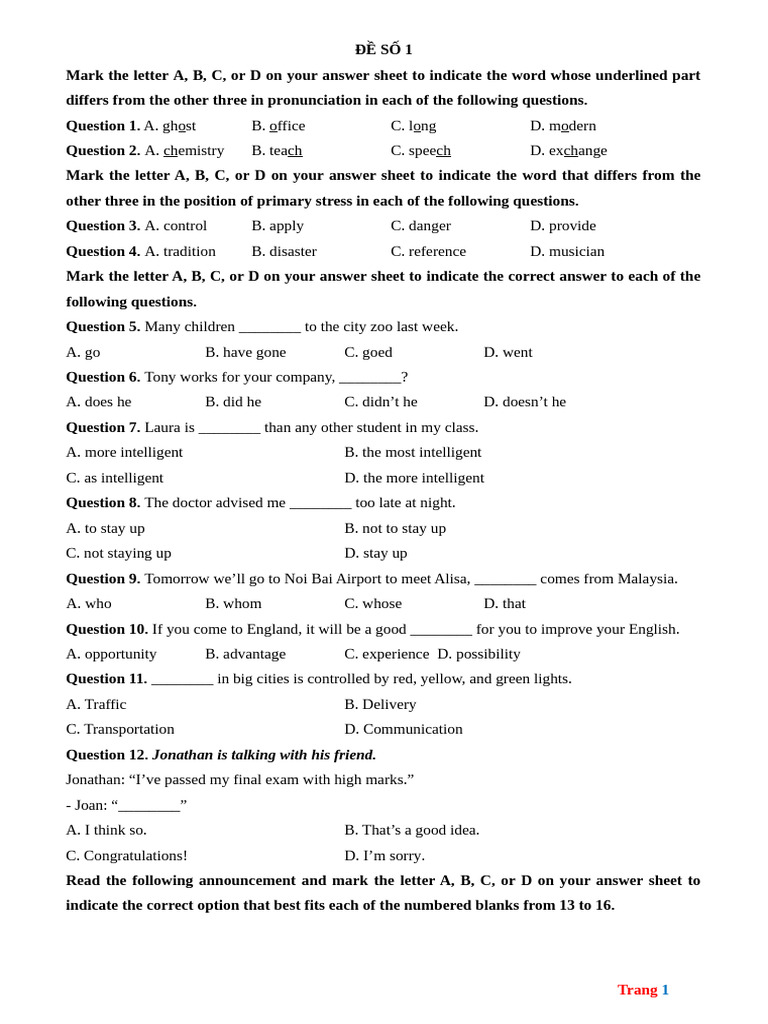 Thuvienhoclieu.com Bo 20 de on Thi Vao 10 Tieng Anh Ha Noi 25 26 | PDF ...