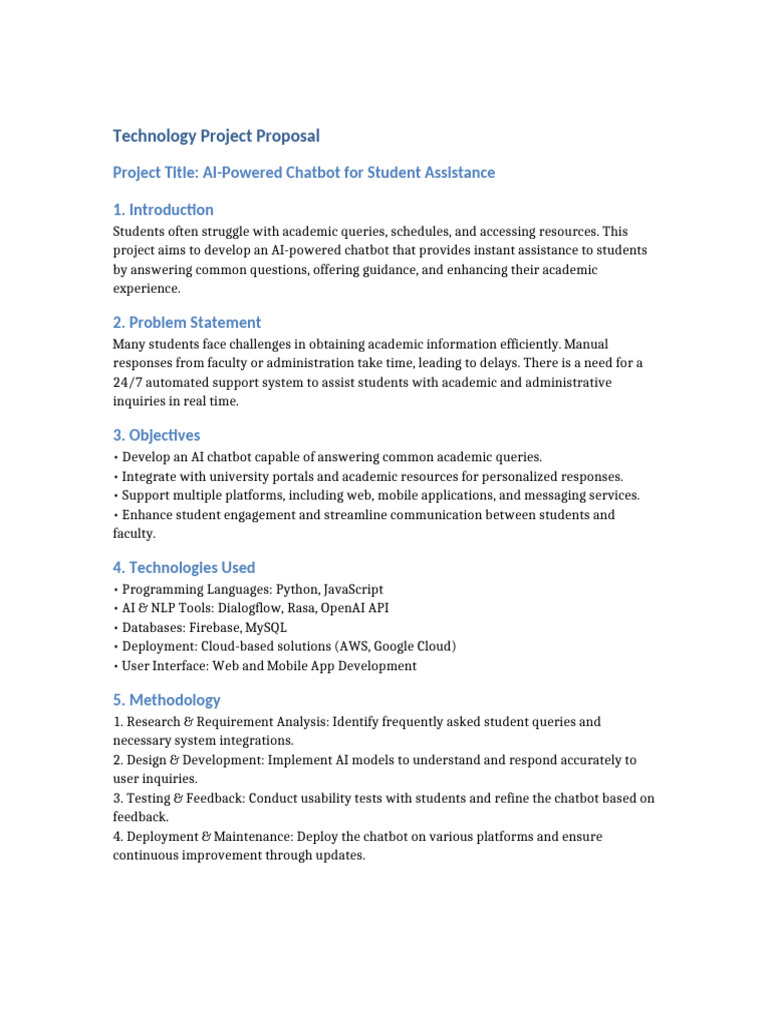 Technology Project Proposal | PDF | Artificial Intelligence ...