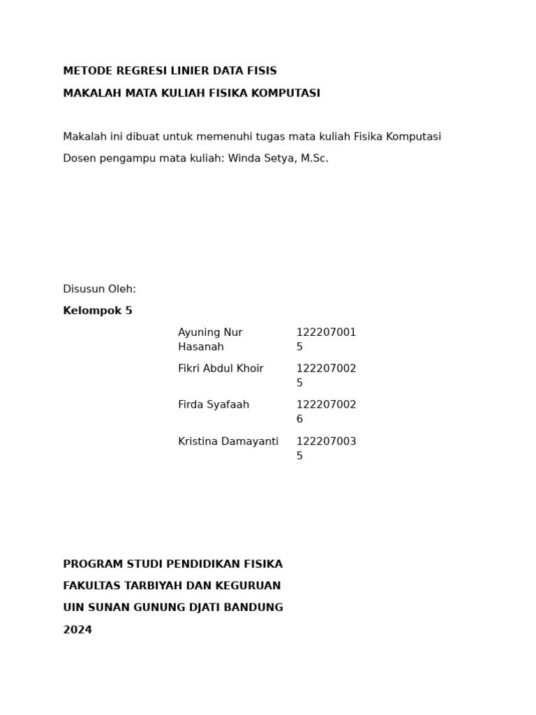 Metode Regresi Linier dalam Fisika | PDF
