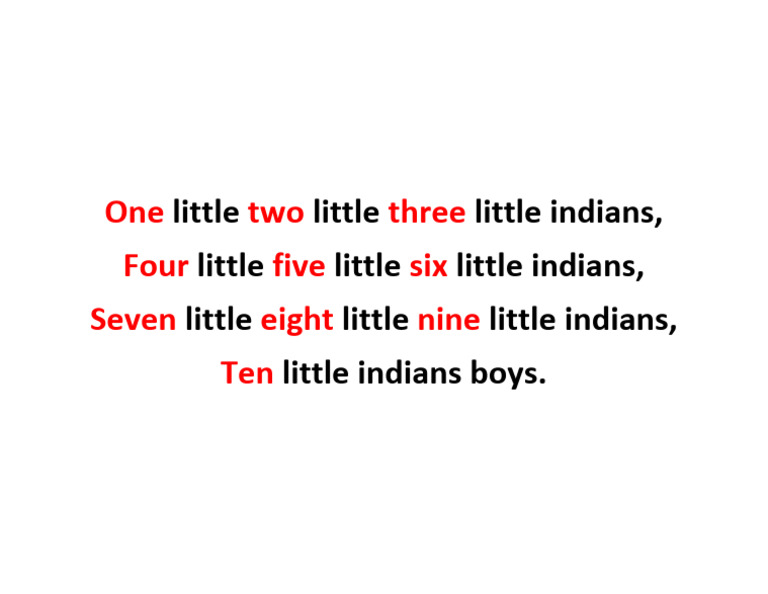 One Little Two Little Three Little Indians | PDF