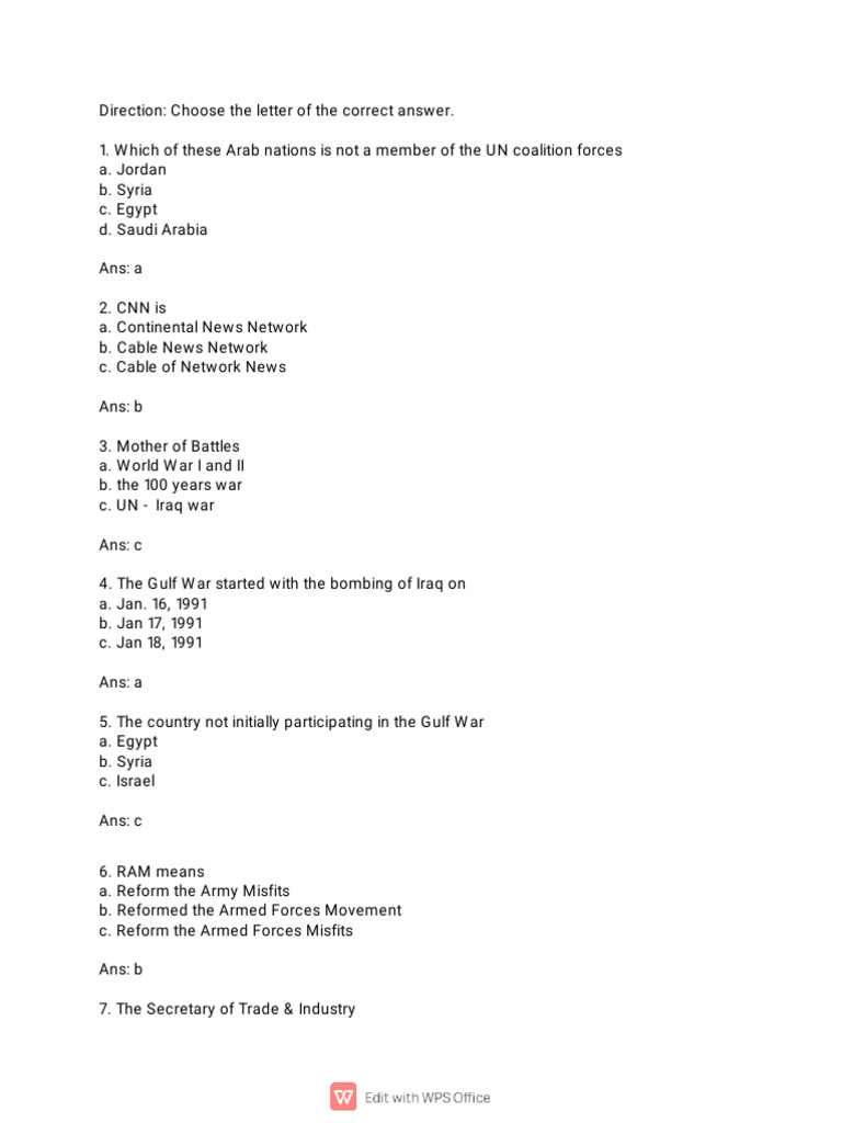 Gulf War Quiz: Test Your Knowledge | PDF | Chess Theory | Chess Openings