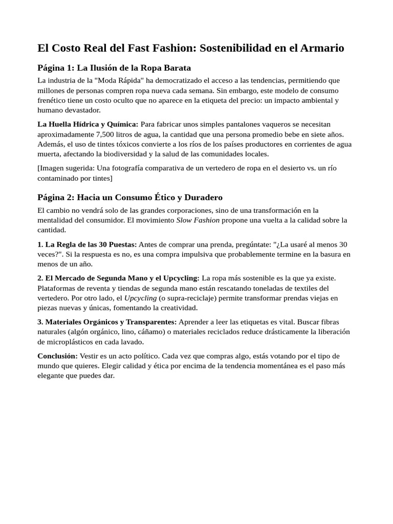 El Costo Real Del Fast Fashion Sostenibilidad en El Armario | PDF