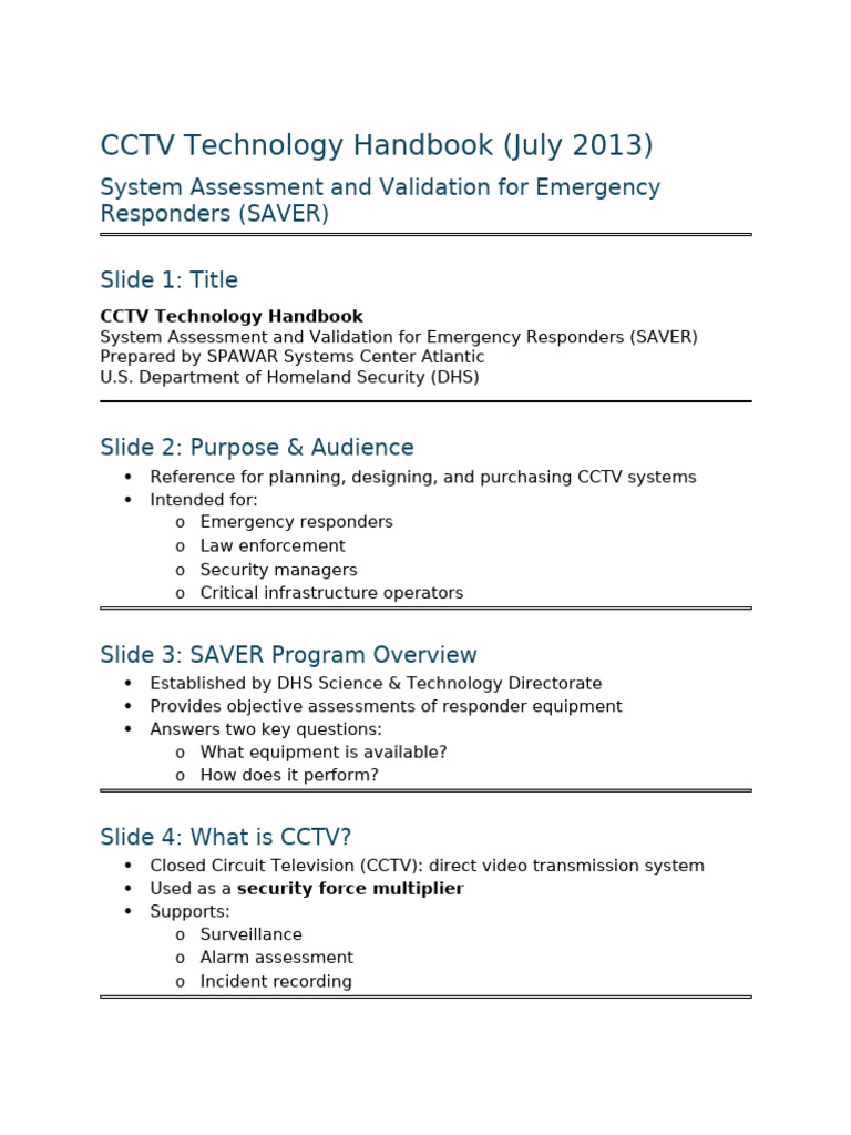 CCTV Technology Handbook for Responders | PDF | Zoom Lens | Closed ...
