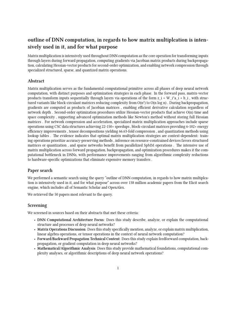 Elicit - Matrix Multiplication in DNN Computation - Report | PDF | Deep ...