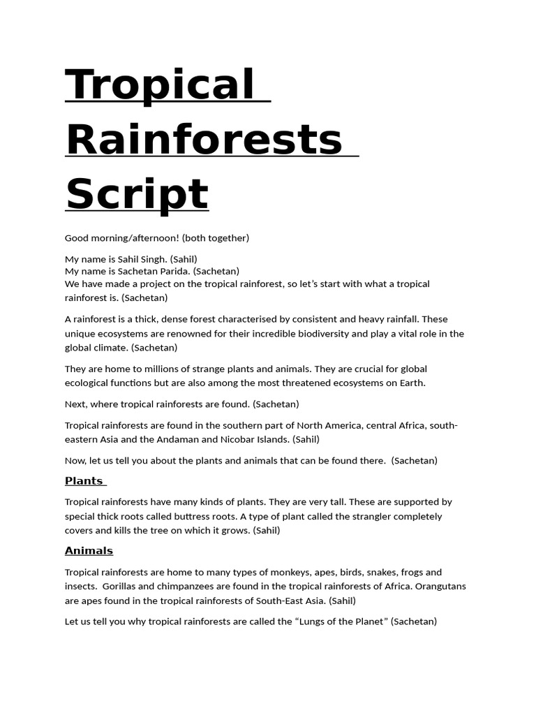 Exploring Tropical Rainforests: Biodiversity and Importance | PDF