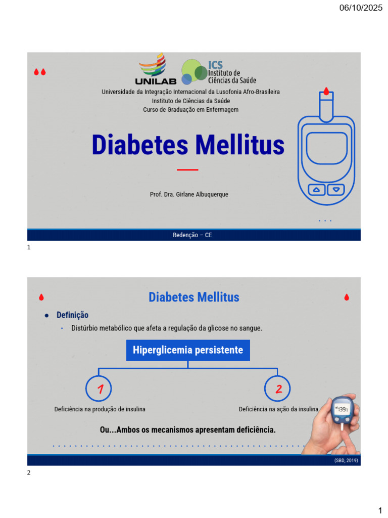 Diabetes parte II - Prof (1) | PDF | Diabetes | Pâncreas endócrino