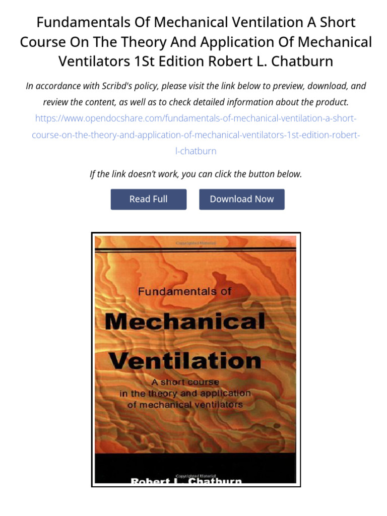 Fundamentals of Mechanical Ventilation A Short Course on the Theory and ...