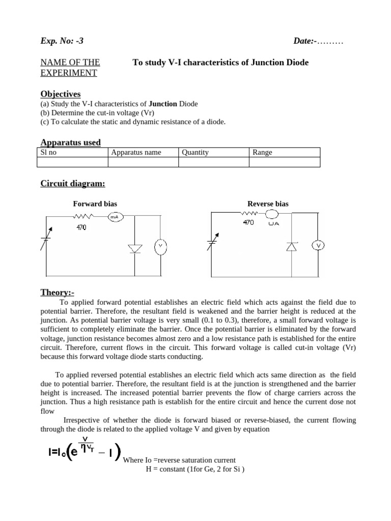 Electronics Lab Manual_Exp 3 & 4 | PDF | P–N Junction | Diode