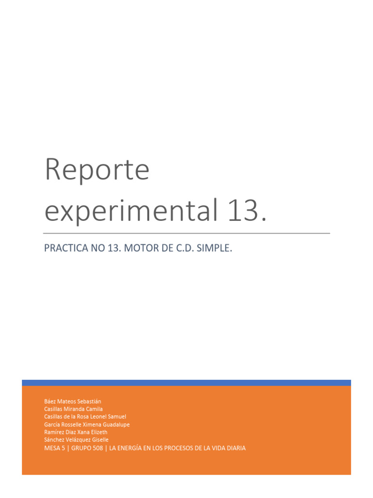 experimento 13 | PDF | Motor eléctrico | Ingenieria Eléctrica