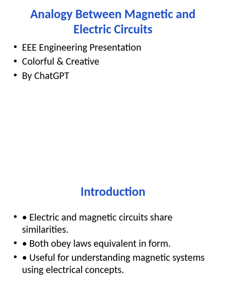 Analogy Magnetic Electric Circuits Presentation | PDF