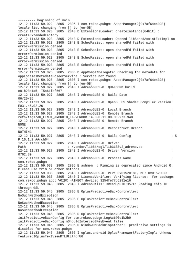 Com.rekoo.pubgm Logcat | PDF | Computing Platforms | Operating System Families