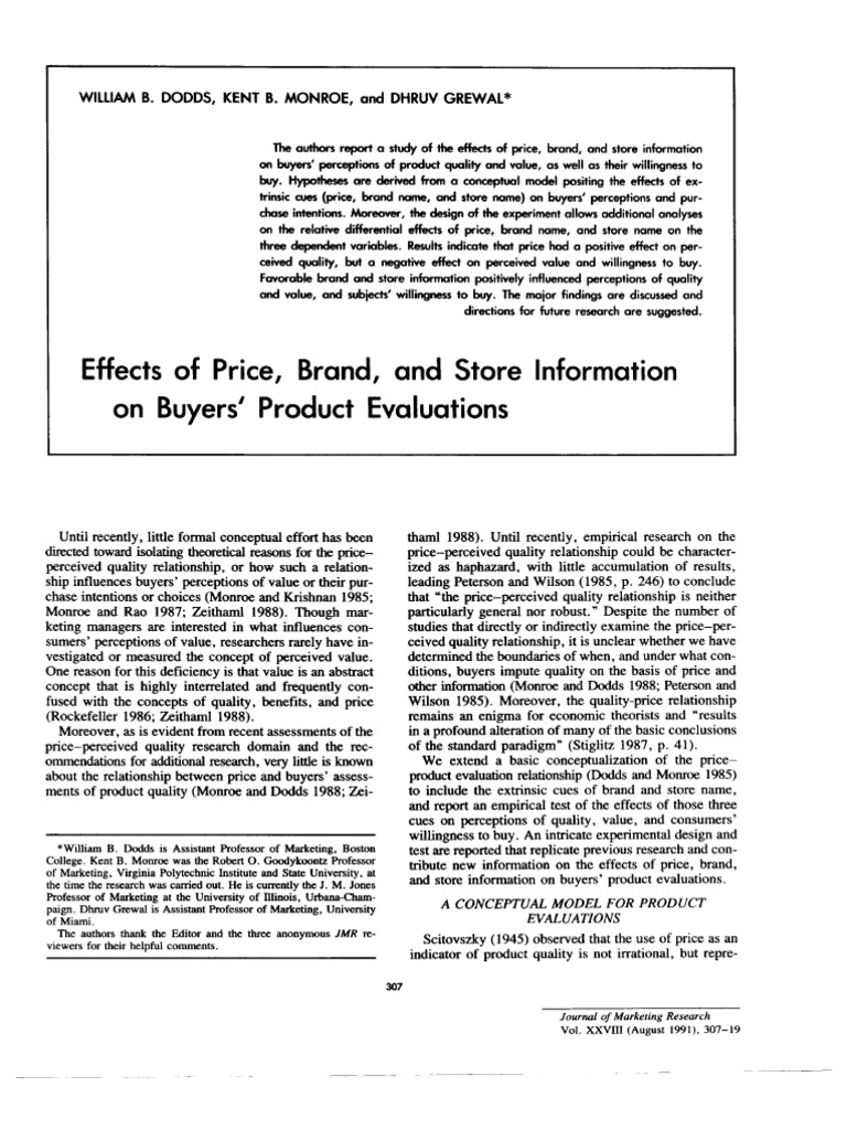 1991-JMR-PRICE-BRAND-STORE-QUALITY (1) | PDF