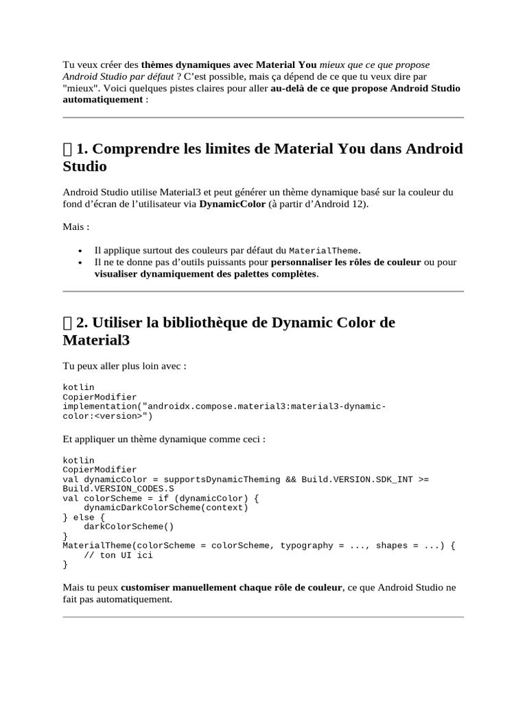 Créer des thèmes dynamiques avec Material You | PDF | Android (Système ...