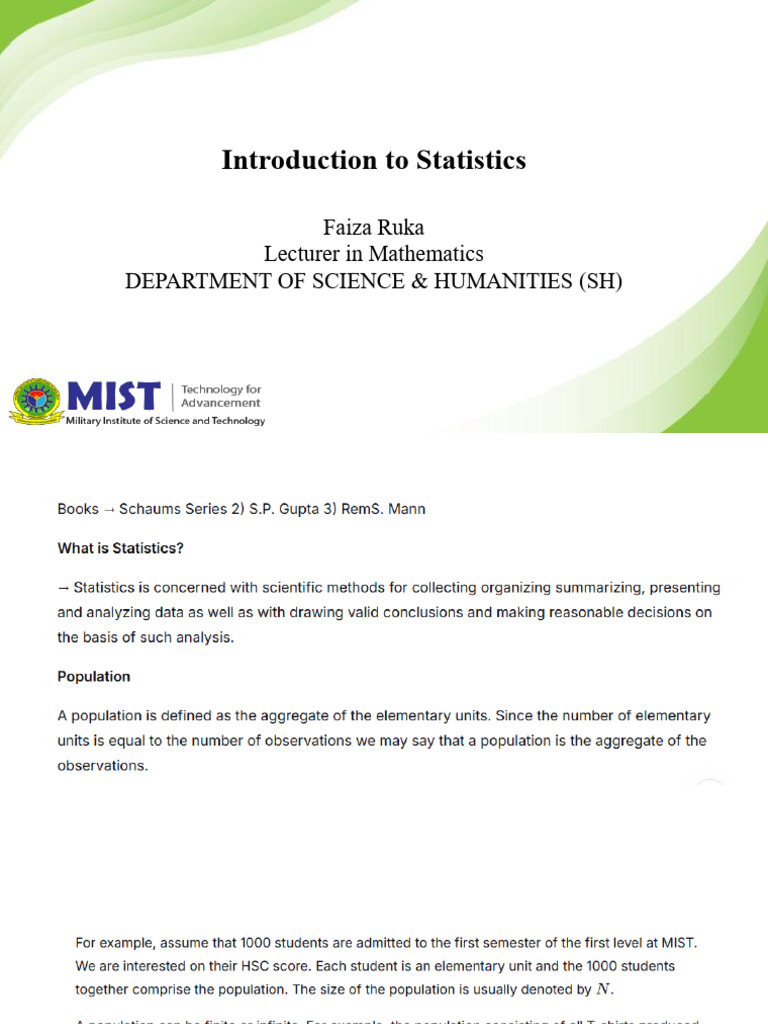 Introduction To Statistics | PDF