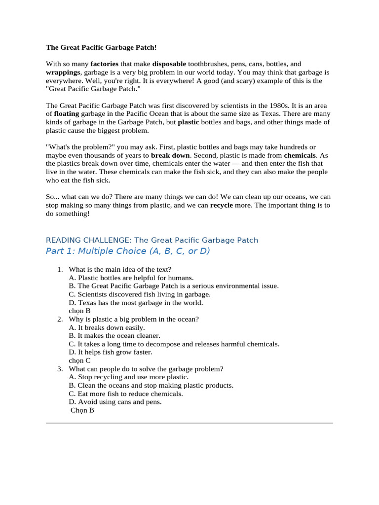 The Great Pacific Garbage Patch | PDF | Plastic | Recycling