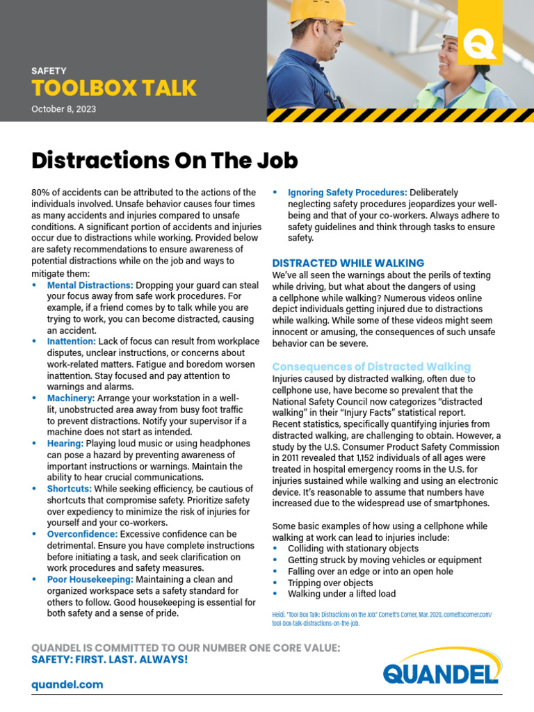 10 8 23 Distractions on the Job | PDF | Safety | Attention